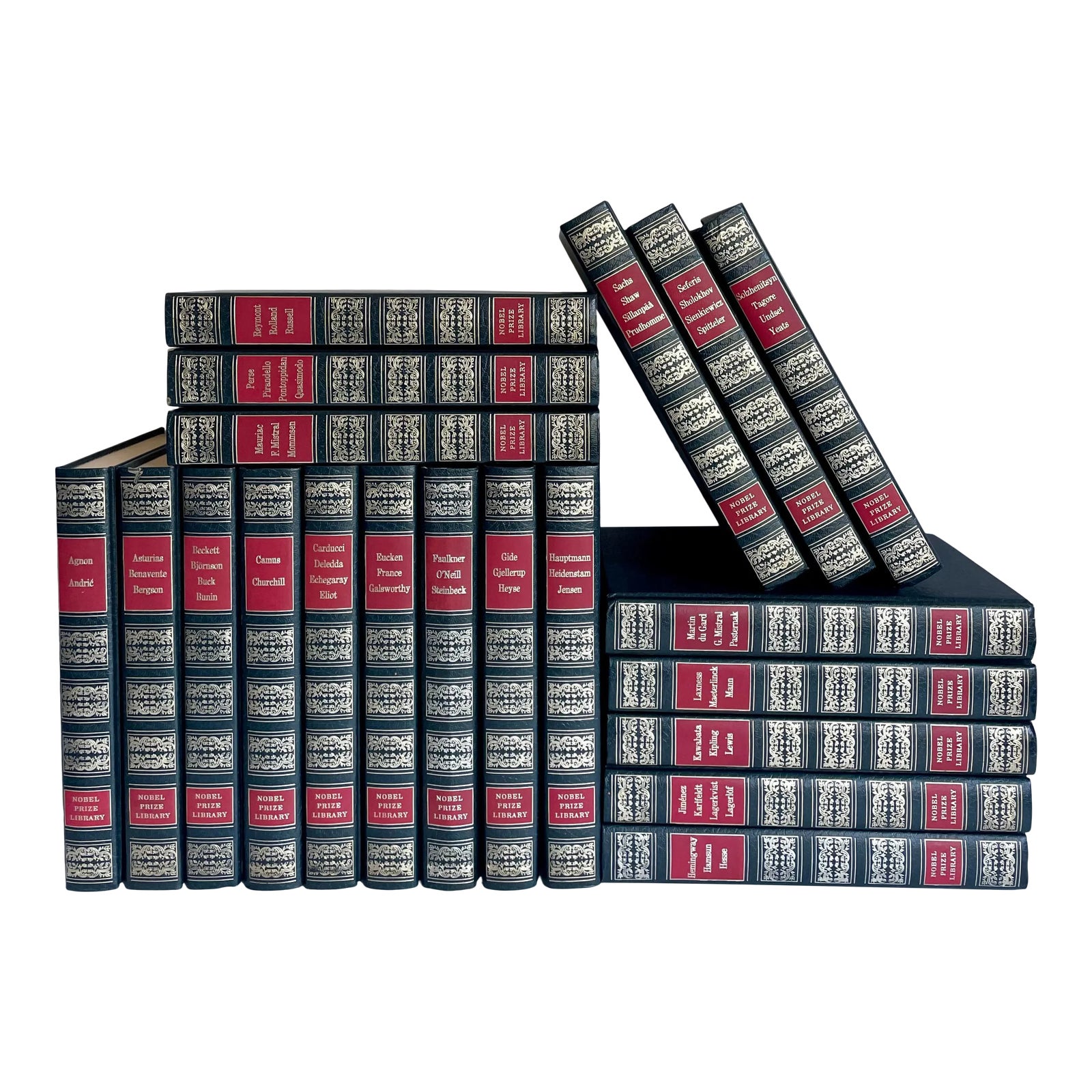1971 Nobel Prize Library Leather Covered 20 Volume Set | Chairish