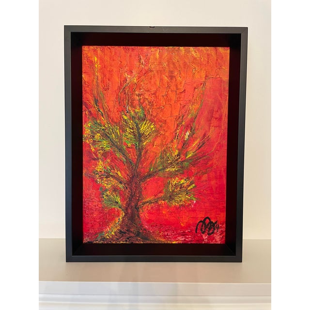 Early 21st Century Abstract "Flaming Tree" Impasto Oil on Canvas ...