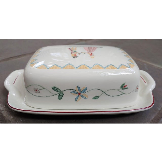 1980s Villeroy & Boch American Sampler Covered Butter Dish | Chairish