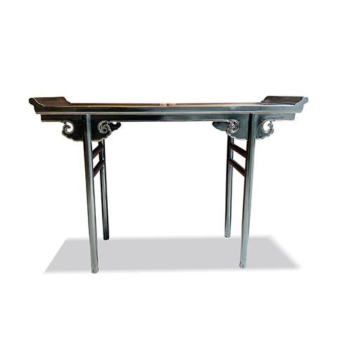 1980s Asian Shiny Lacquer Wing Console Table With Cloud Apron Design ...