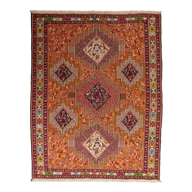 Vintage Persian Flatwoven Sumac Rug | Chairish