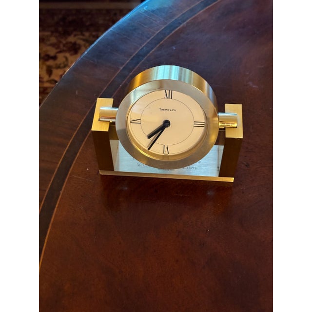 Vintage Brushed Brass Tiffany & Co. Swing Desk Clock With Swiveling ...