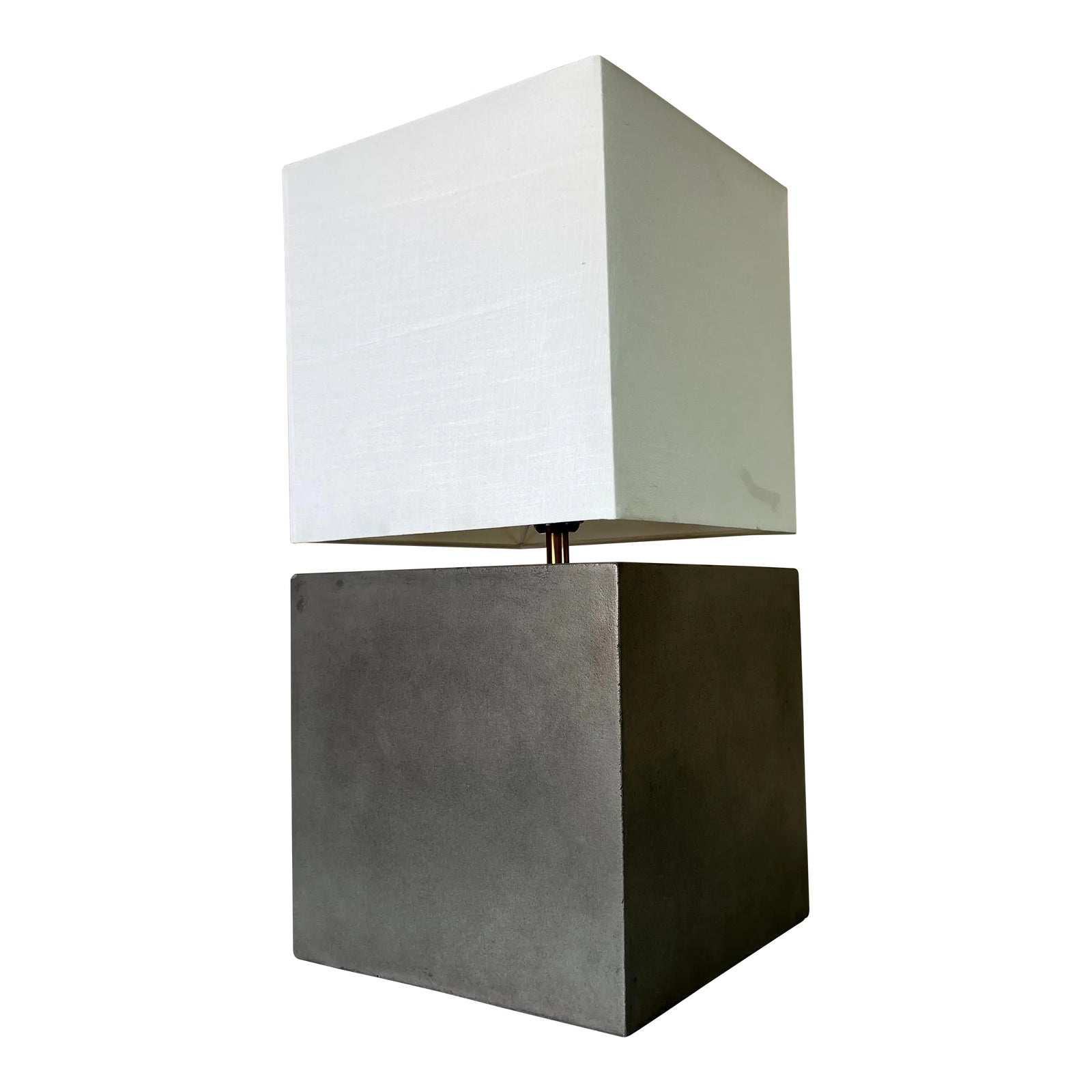 Modern Concrete Cube Table Lamp W/ Shade | Chairish