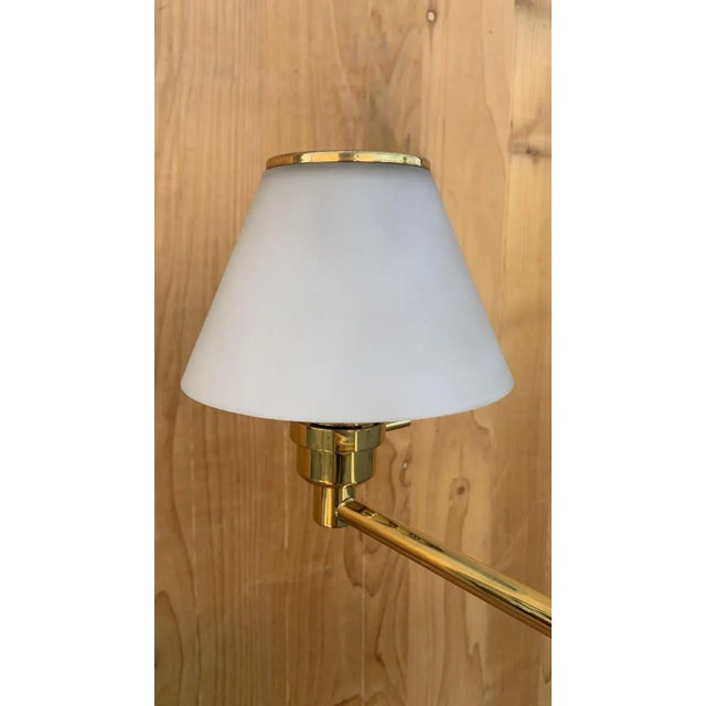 Vintage Modern Brass Swing Arm Reading Table Lamp With Glass Shades ...