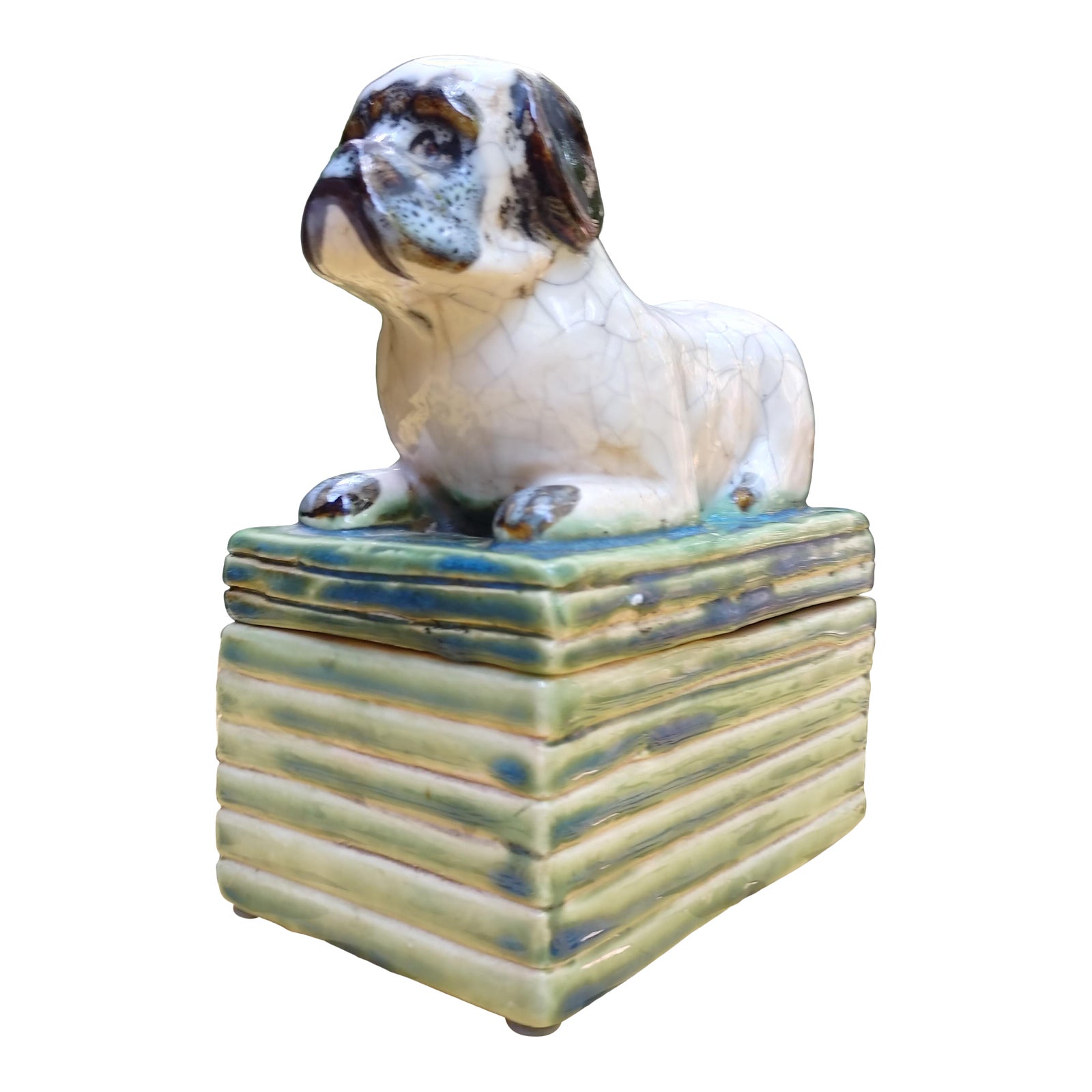 Pug Dog Covered Ceramic Dish | Chairish