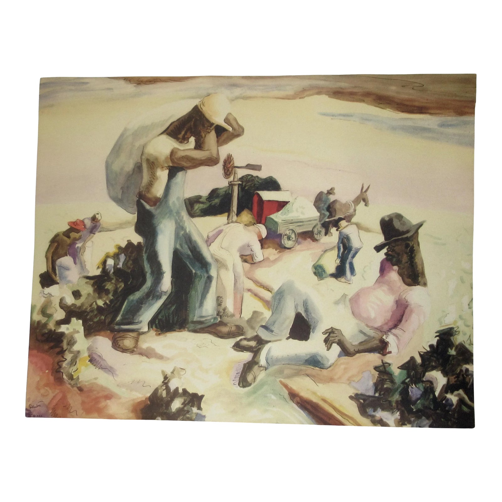 Vintage C.1930's-50s American Regional Artist (Thomas Hart Benton ...