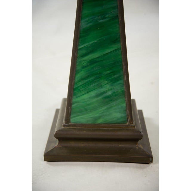 Arts & Crafts Green Stained Glass Table Lamp | Chairish