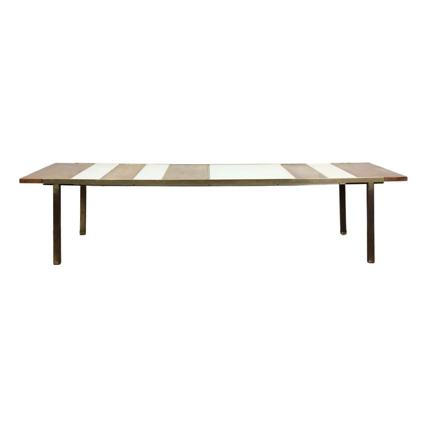 Mid Century Modern Long Coffee Table With Wood and Lacquer Top and ...