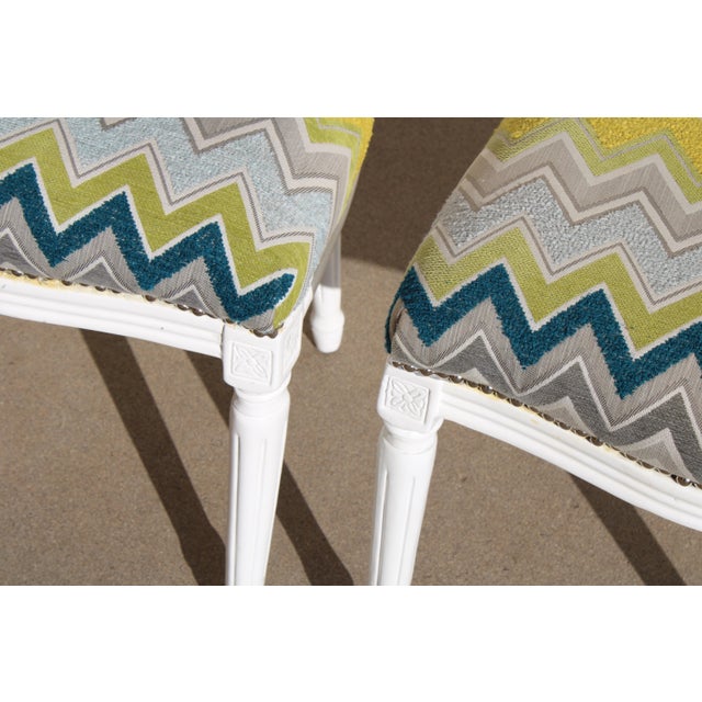 1990s Missoni Chevron Pattern Fabric Upholstered Pair of Accent Chairs ...