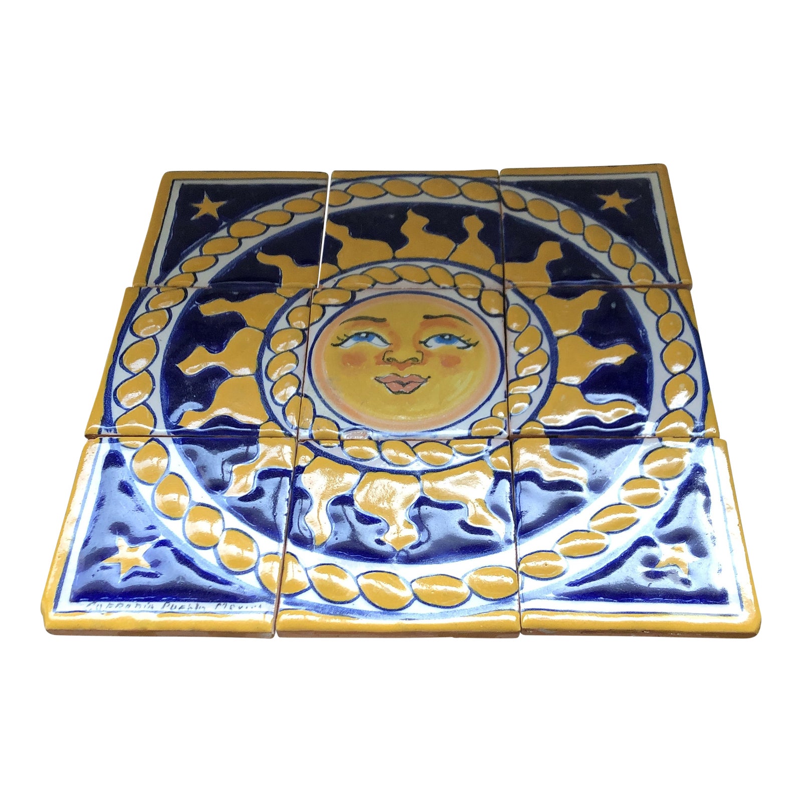 1990s Vintage Mexican Tiles - Set of 9 | Chairish
