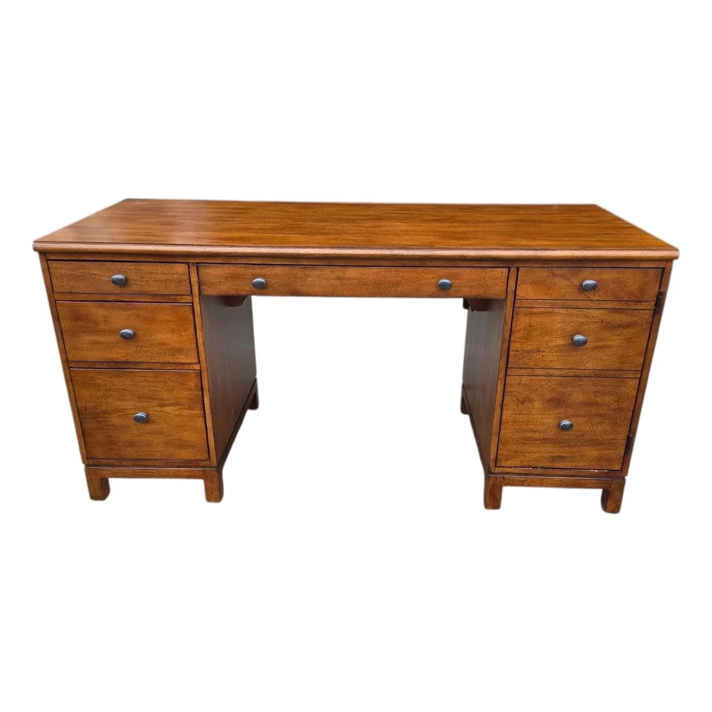 1990s Ethan Allen Tango Hawke Desk Double Pedestal Home Office ...
