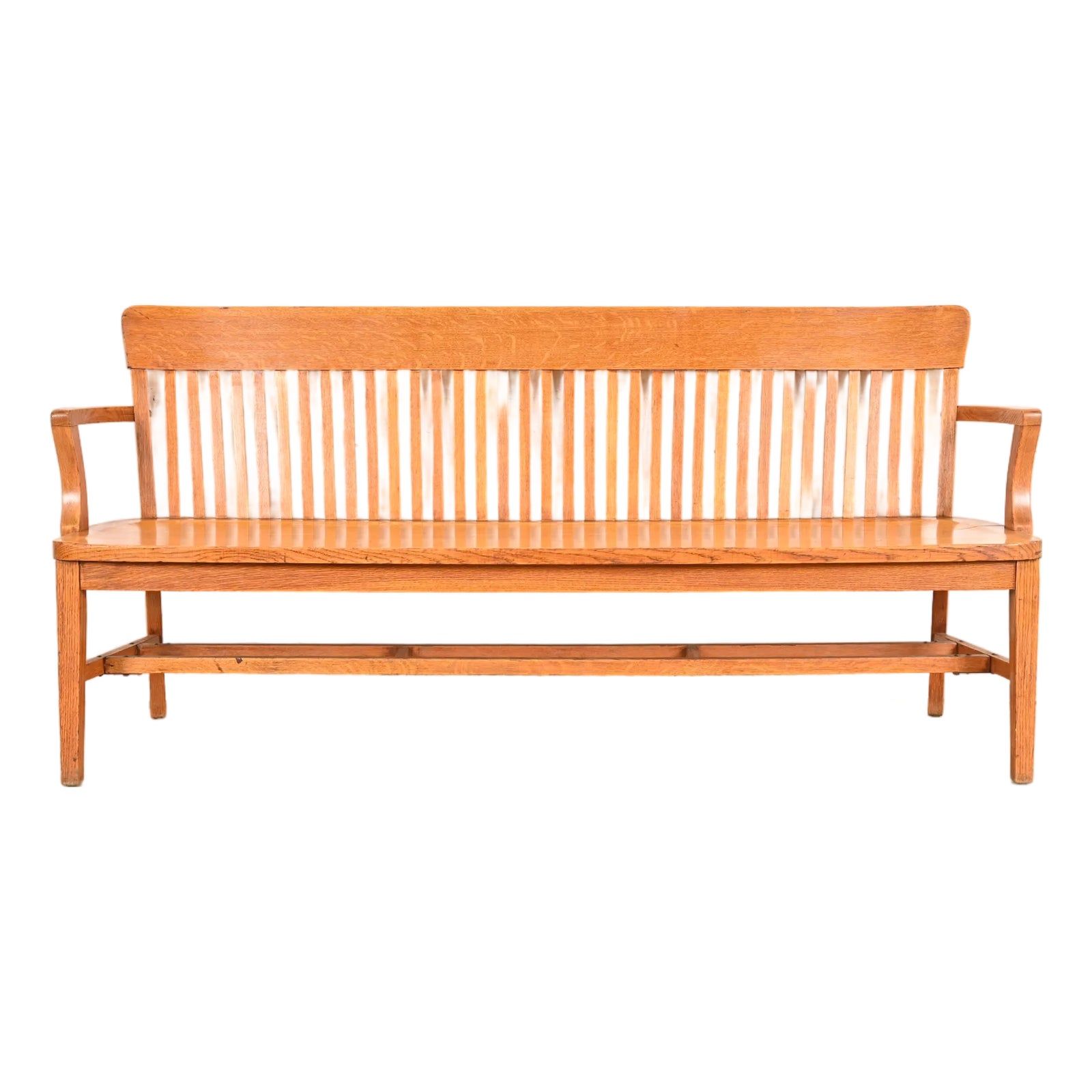 Antique Arts & Crafts Solid Oak Lawyer's Bench | Chairish