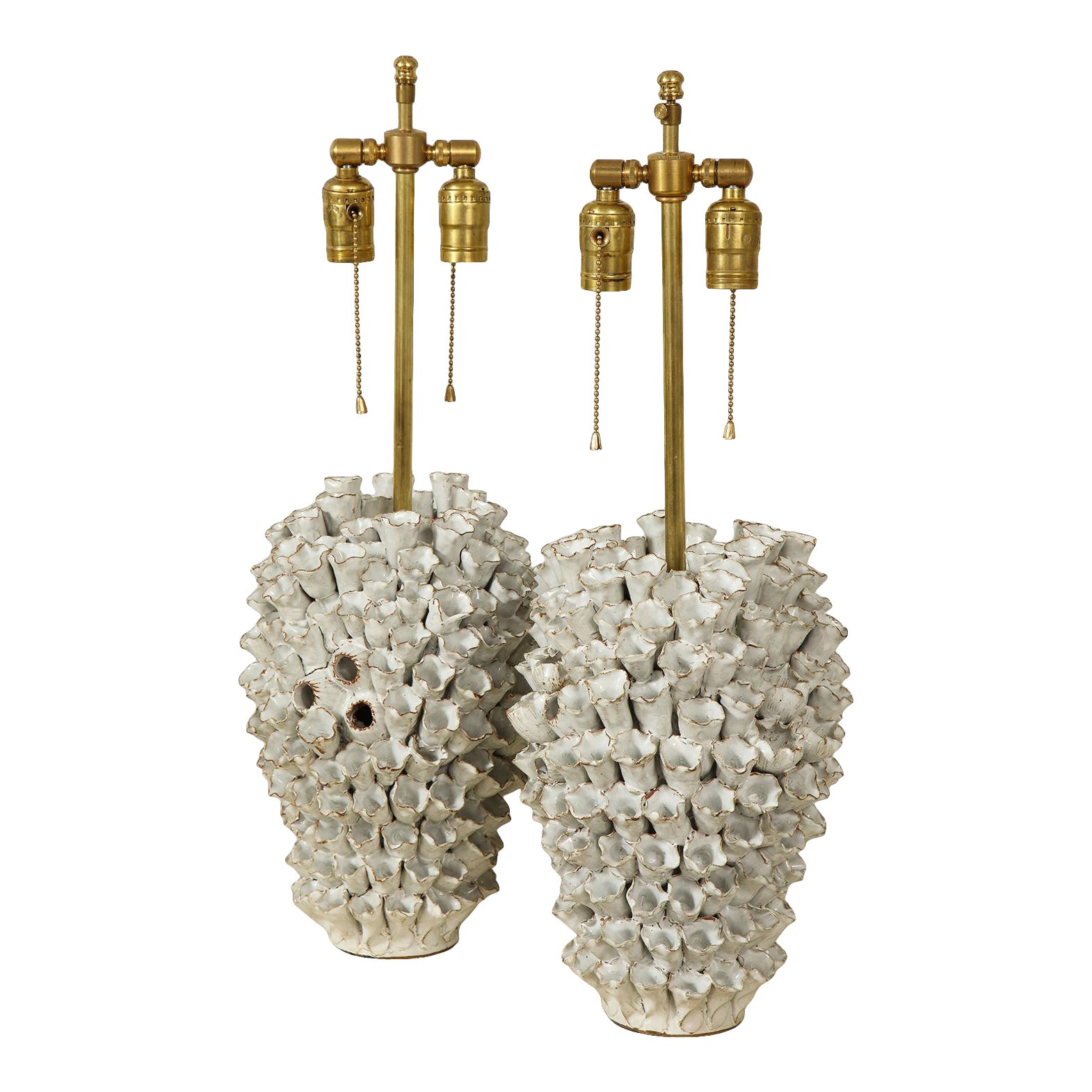 Bespoke Barnacle Ceramic Lamps - a Pair | Chairish