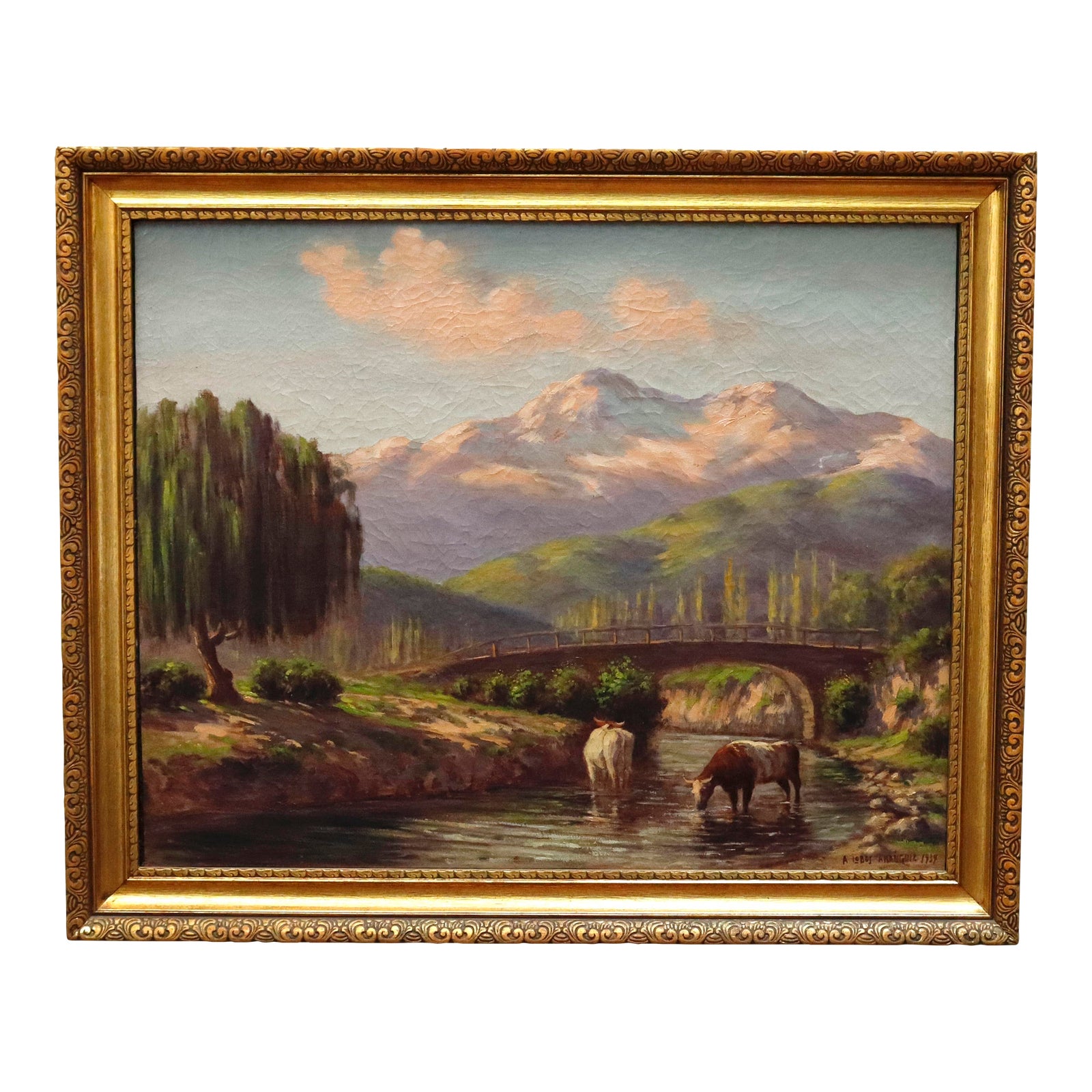 Early 20th Century Alberto Lobos Aranquiz - Oil on Canvas, Framed ...