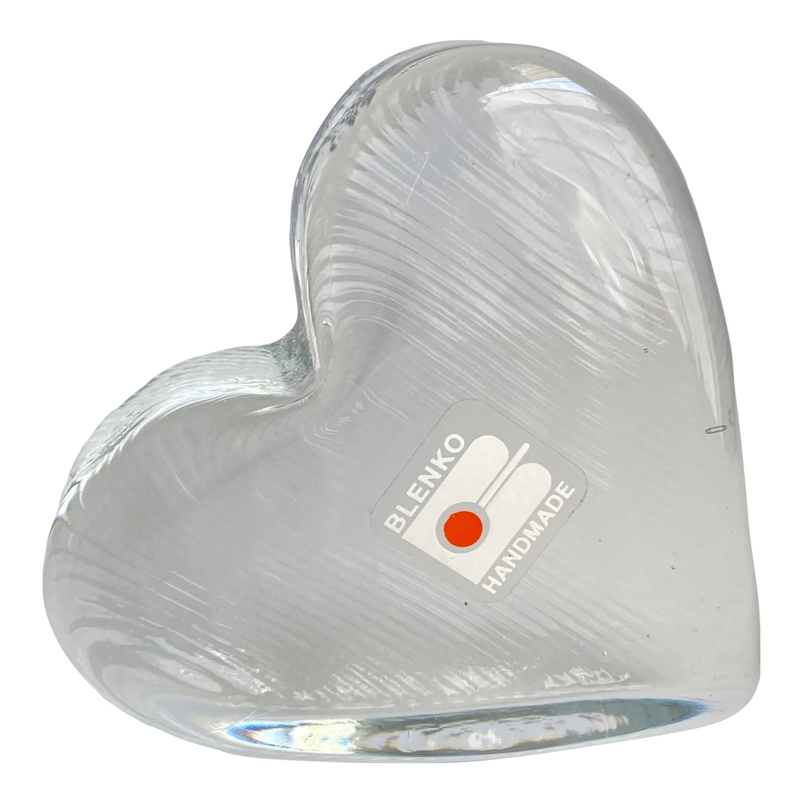 Vintage Blenko Glass Love Heart Paperweight Original Sticker Intact ...