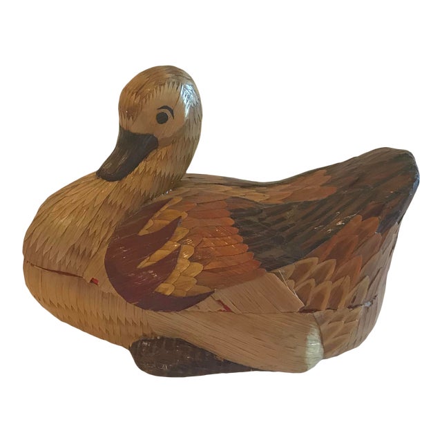 Vintage Wooden Duck Form Trinket Box | Chairish