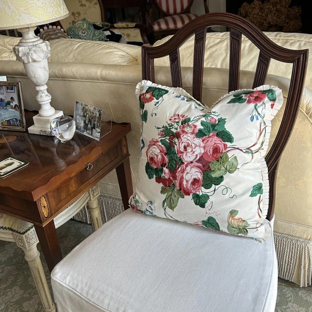 Decorative Pillow Made from Vintage Rockingham Rose Ramm Fabric | Chairish