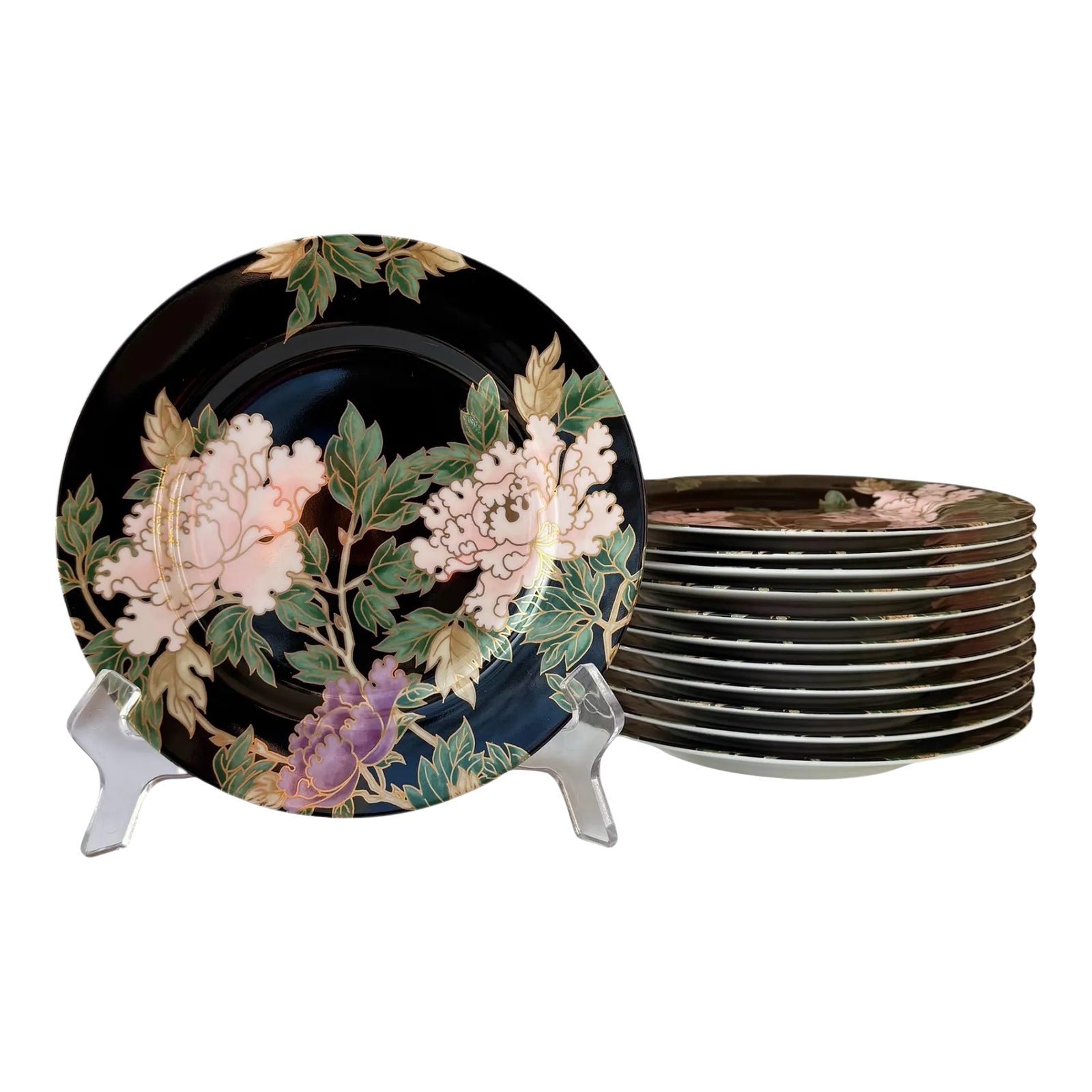 Vintage 1979 Fitz and Floyd “Cloisonné Peony” Salad Plates - Set of 12 ...