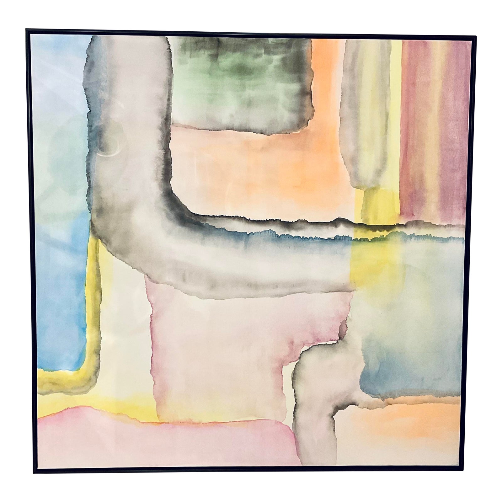 Abstract Modern Multi-Color Framed Acrylic Painting | Chairish
