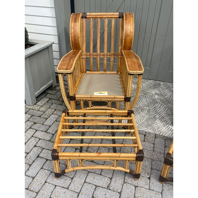 Tropical Coastal Tradewinds Split Reed Club Chair With Ottoman in ...