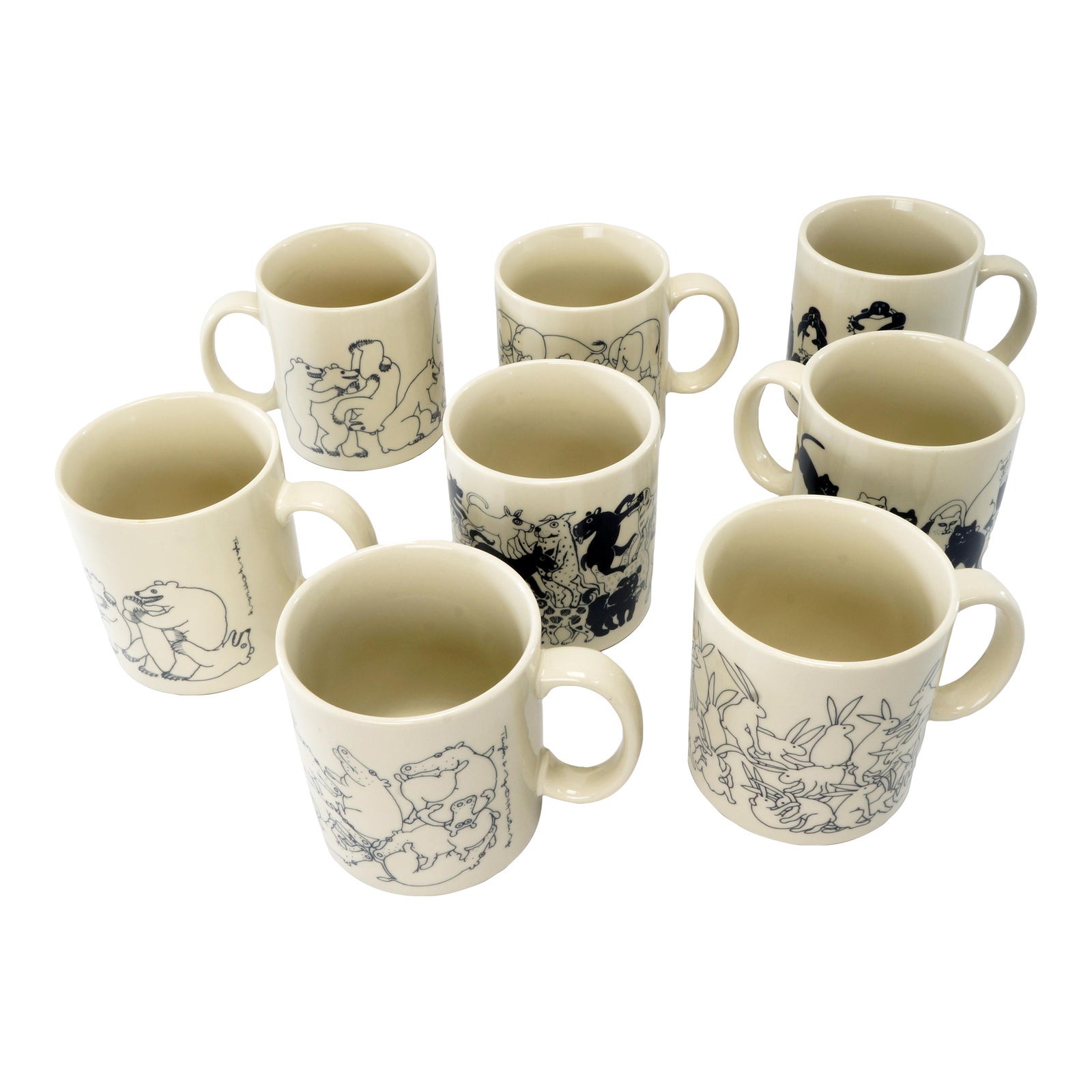 Set of 8 Taylor and Ng Naughty Animal Mugs 1970's | Chairish