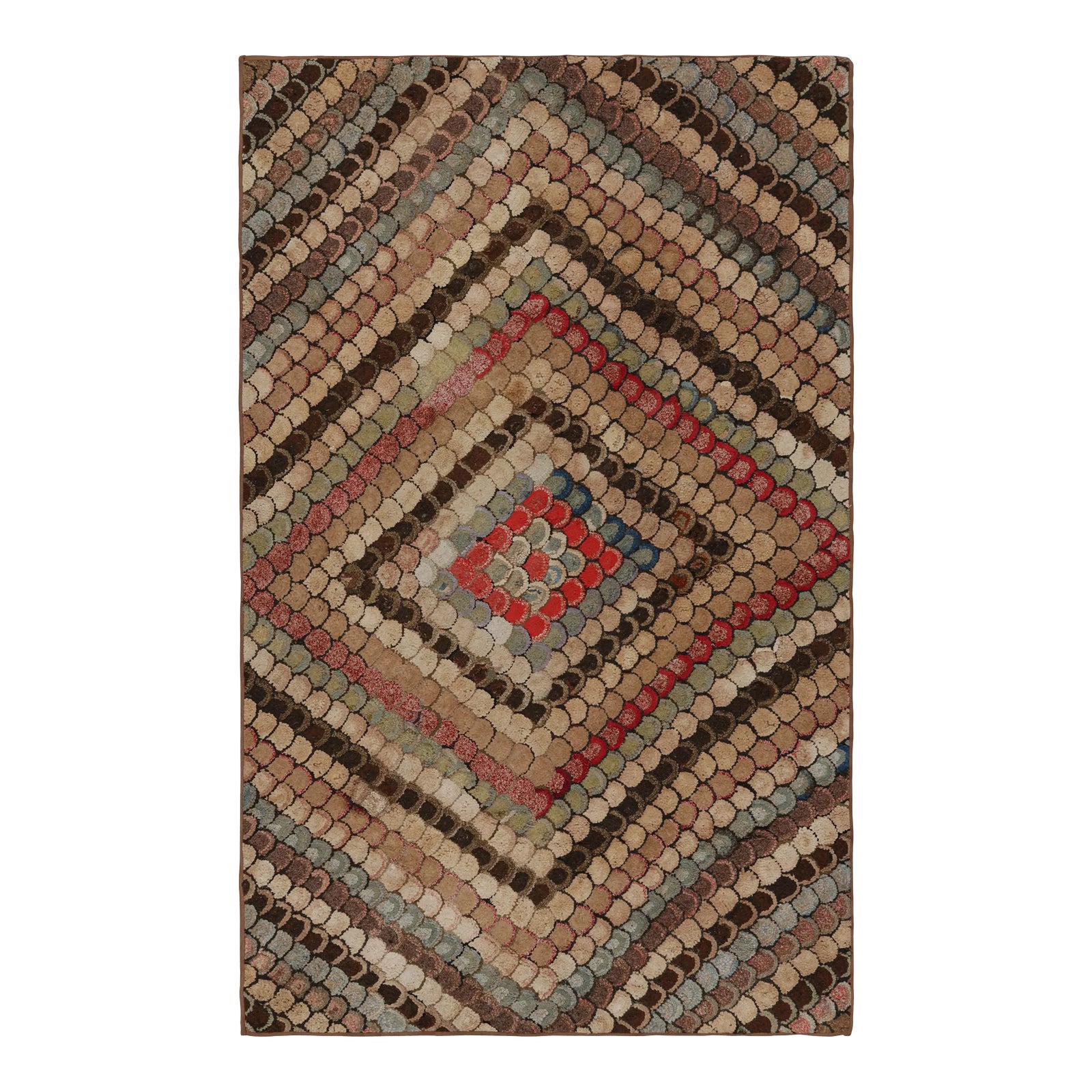 Antique Hooked Rug With Polychromatic Chevron Patterns, From Rug ...