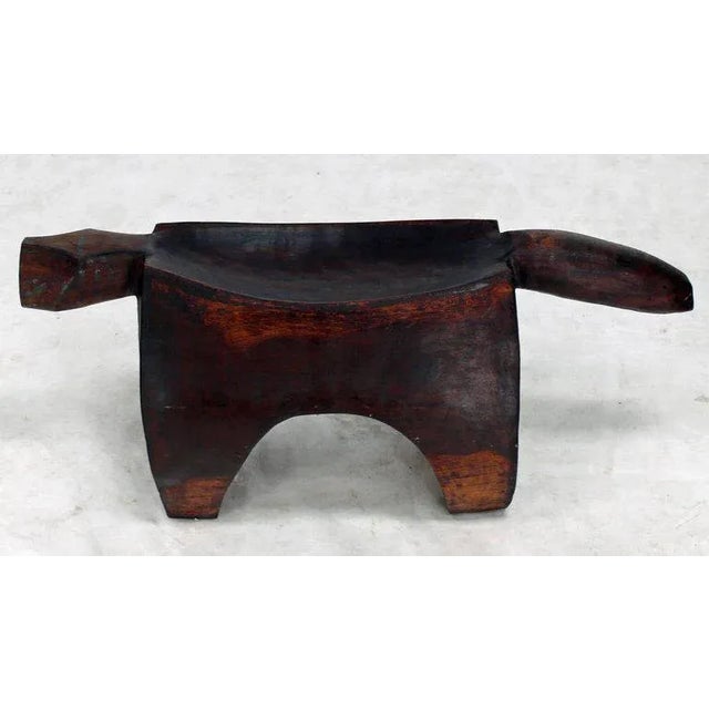 Vintage Mid Century Folk Art Heavy Carved Rhinoceros Log Bench | Chairish