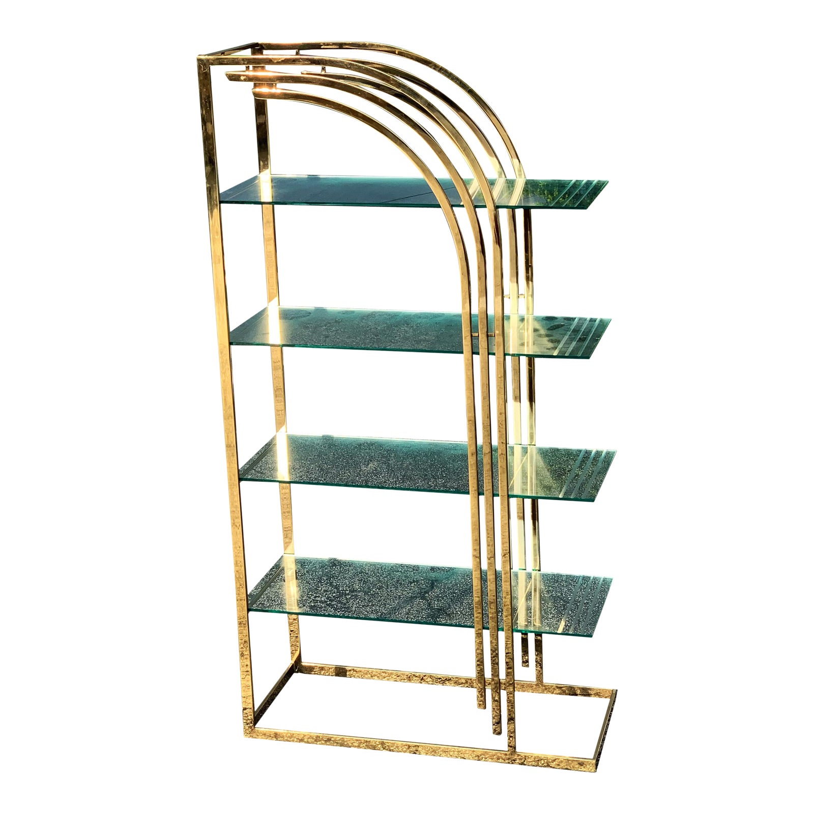 Mid-Century Modern Dia Style Curved Brass Etagere | Chairish