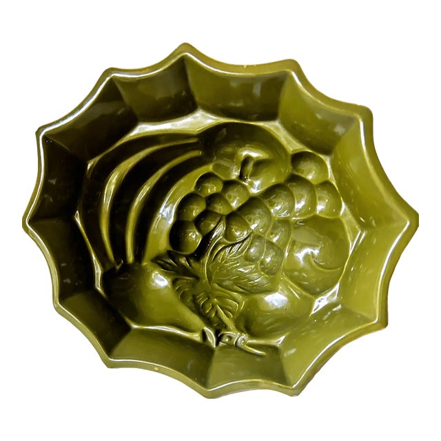 Vintage Italian Ironstone Olive Green Fruit Mold | Chairish