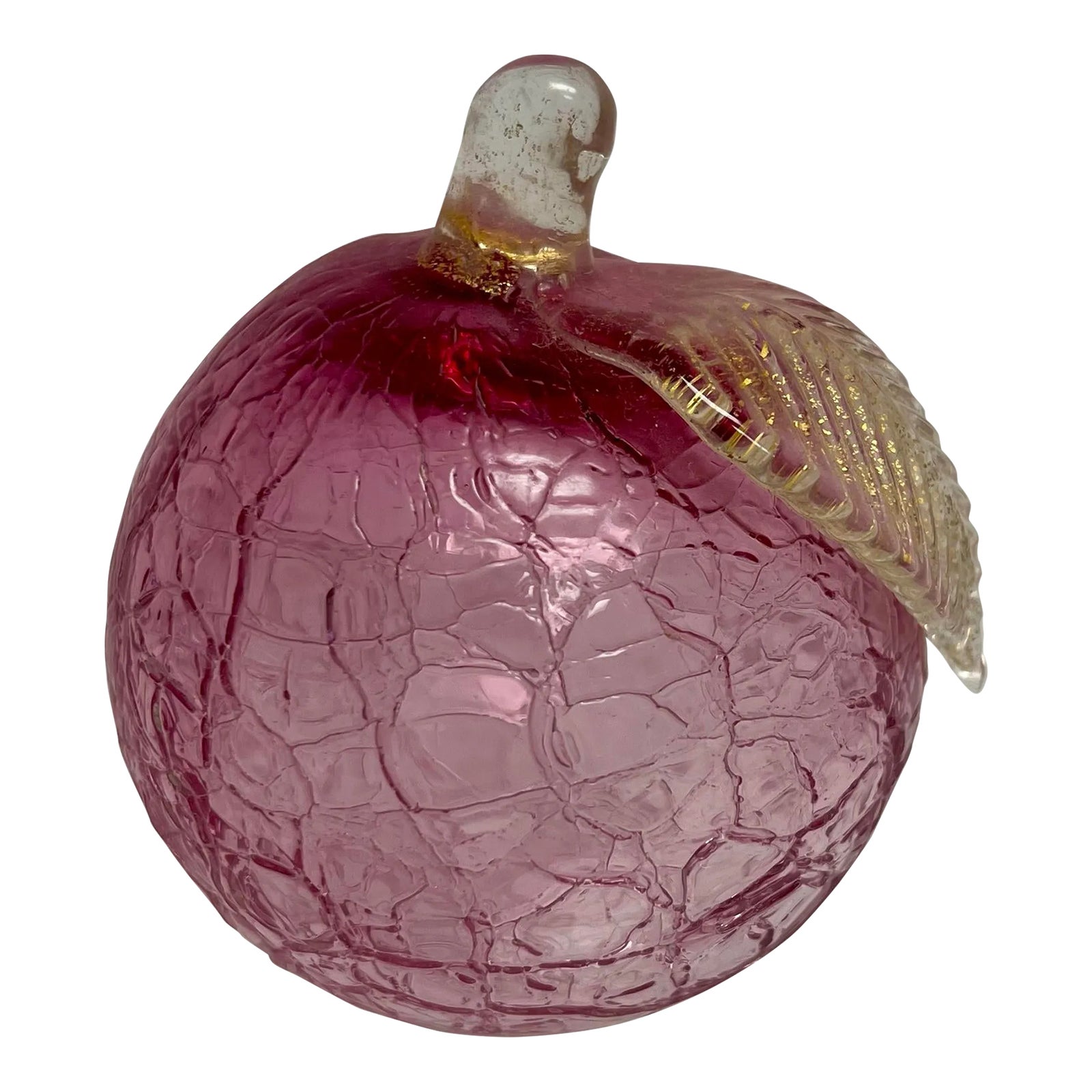 Vintage Murano Attributed Glass Peach | Chairish