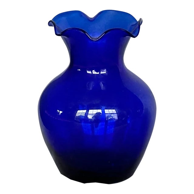 Cobalt Blue Glass Flower Vase | Chairish