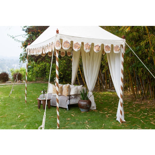 Large Marigold Blockprint Indian Canopy Tent | Chairish