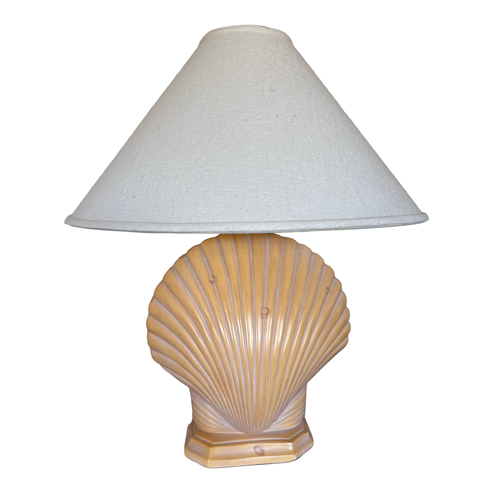 1980s Ceramic Large Clam Shell Table Lamp | Chairish