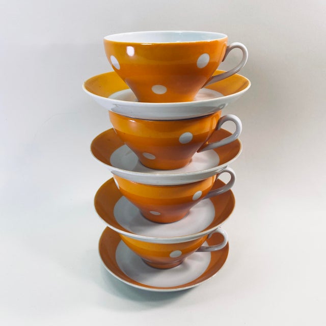 Vintage 1950s Soviet Mid-Century Modern Dulevo Orange Polka Dot Tea ...