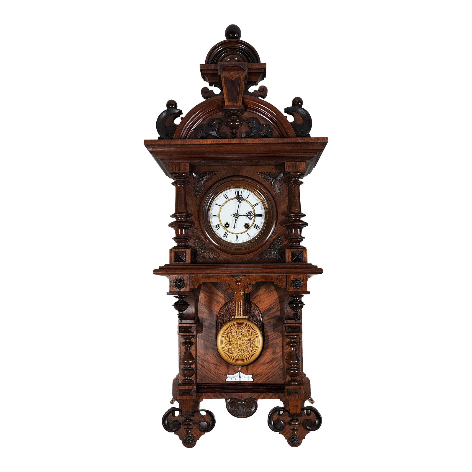 Antique German Mechanical Wooden Wall Clock With Pendulum by Carl ...