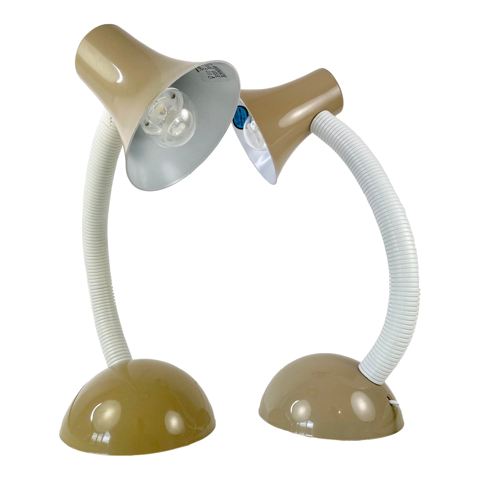 Set 2 Vintage Modern 80s / 90s Gooseneck Desk Lamps in Tan & White ...