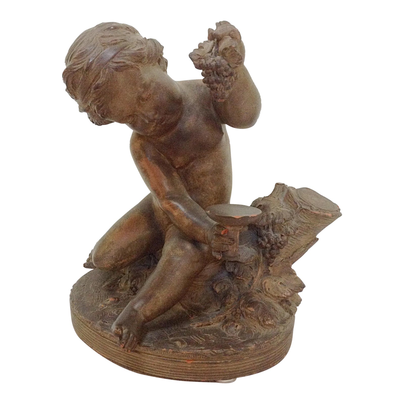 19th Century French Terracotta Statue of a Baby | Chairish