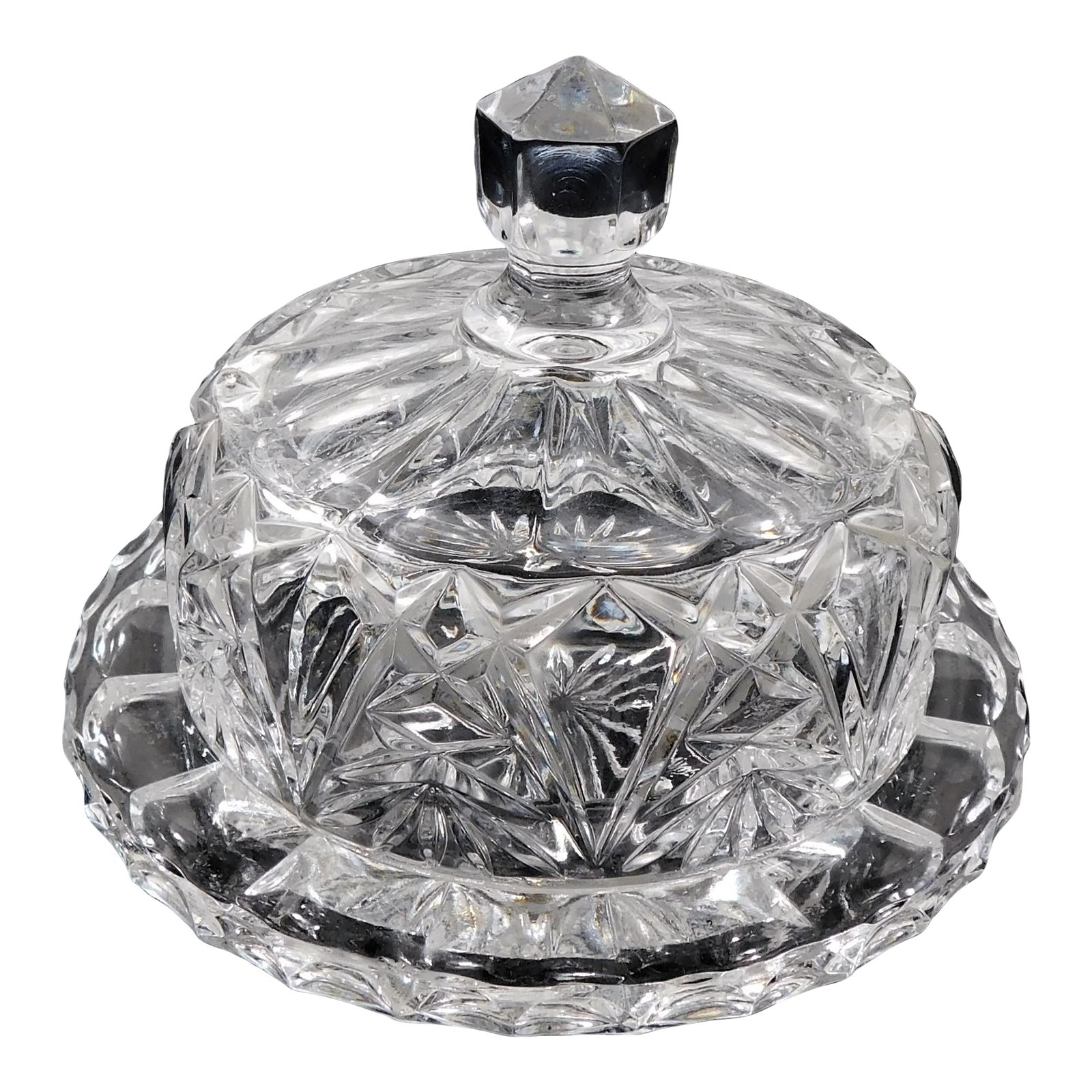 1980s Heavy Cut Glass Covered Serving Dish | Chairish
