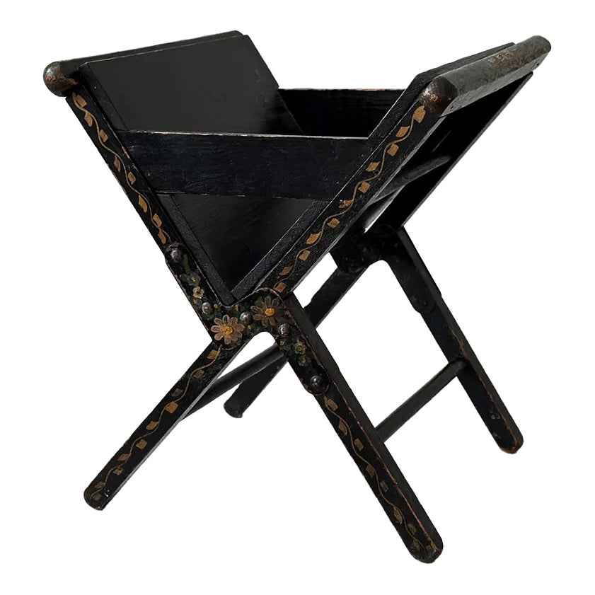 Early 20th Century Antique Folk Art Hand Painted Folding Book Rack ...