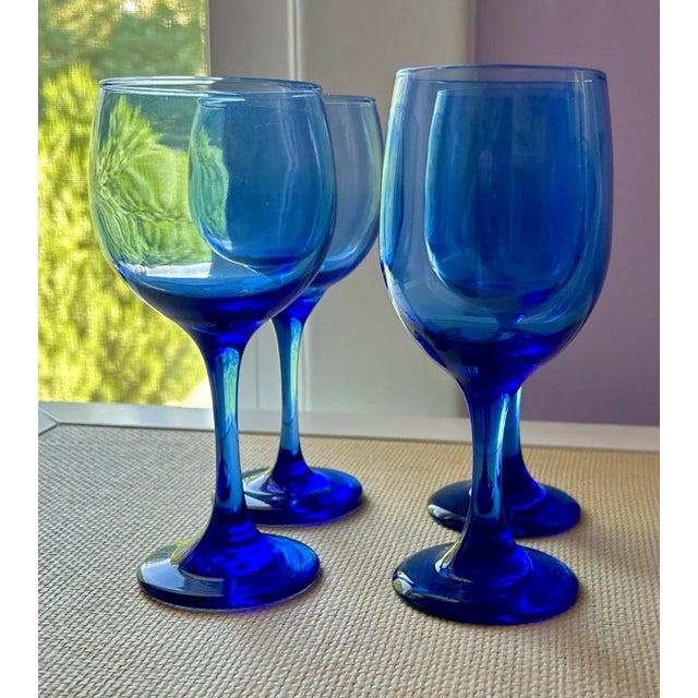 Late 20th Century Libbey Cobalt Blue Stemmed Glasses - Set of 8 | Chairish