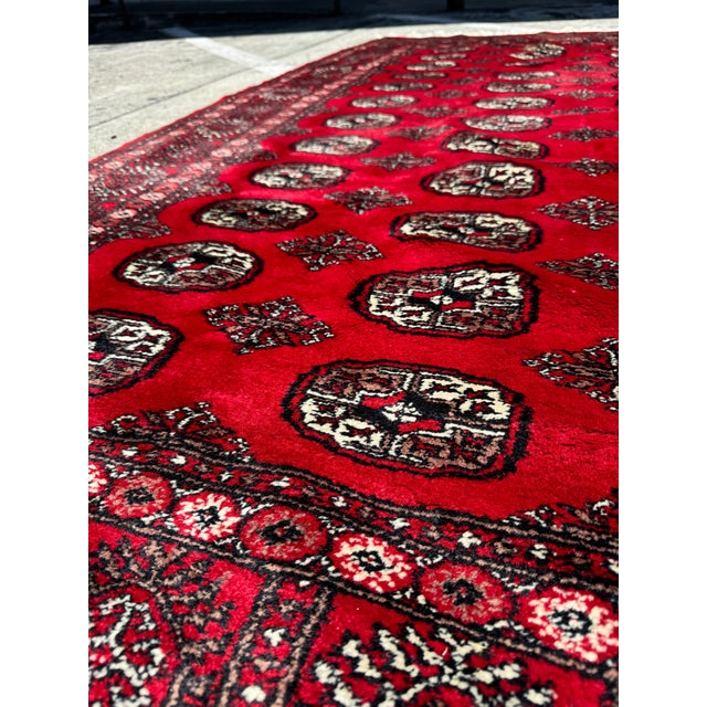 6ft4in X 9ft4 in Vintage Pakistani Bokhara Handknotted Area Rug | Chairish
