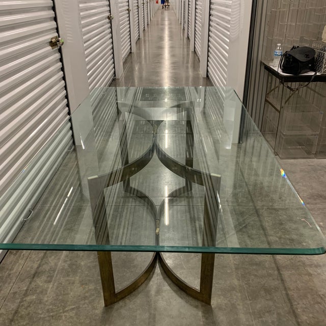 Mid-Century Modern Brass and Glass Dining Table | Chairish