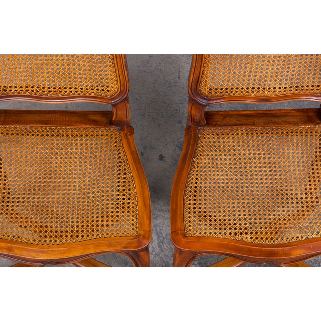 Antique French Louis XV Style Provincial Cherry Wood Cane Dining Chairs ...