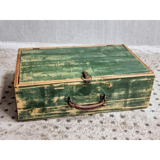 Vintage Green Wooden Trunk, 1950s | Chairish