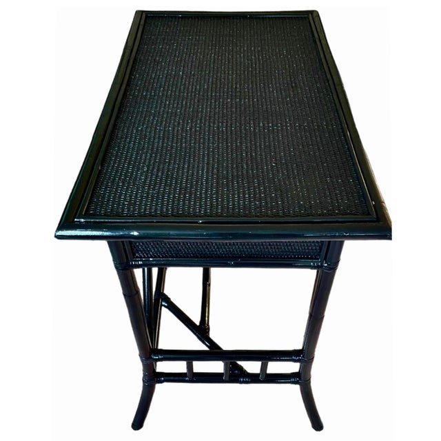 Palecek Coastal Palm Beach Chic Ebony Rattan and Bamboo Accent Table or ...
