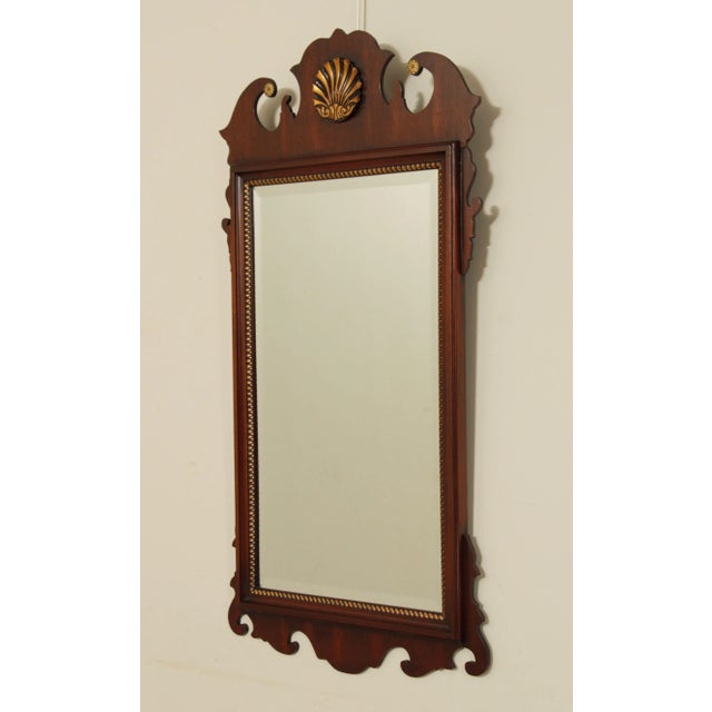 Chippendale Style Vintage Mahogany Gilt Shell Carved Wall Mirror | Chairish