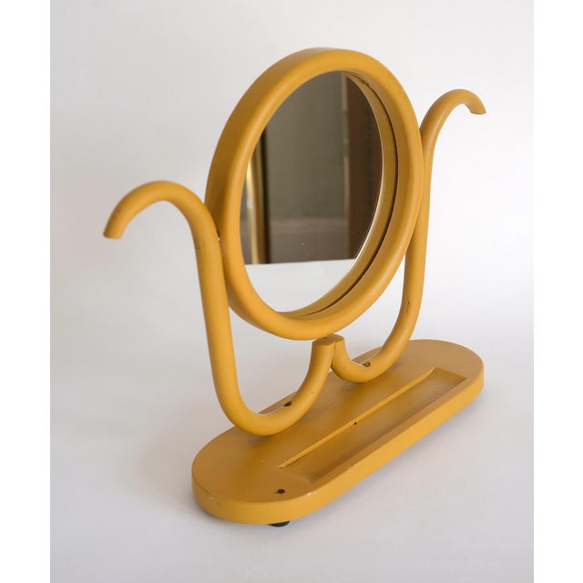 Vintage Italian Yellow Art Deco Boho Wooden Vanity Mirror | Chairish