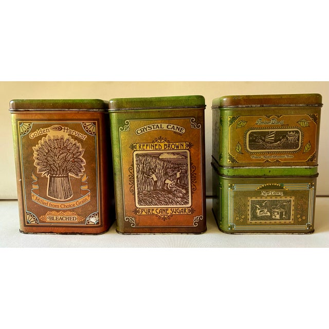 1970's Americana Cheinco Stackable Tin Kitchen Canister Boxes, Set of 4 ...