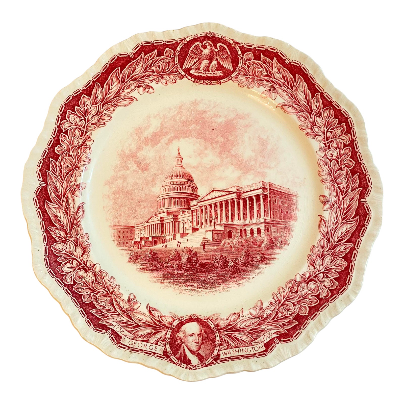 Vintage 1950s Masons China Ironstone George Washington Plate | Chairish