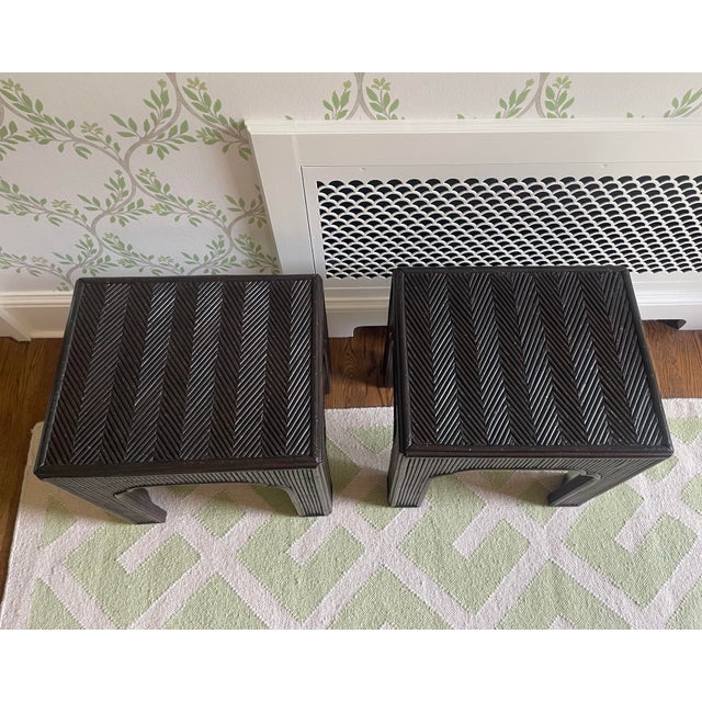 Pair of Reed Gabriella Crespi Side Tables | Chairish